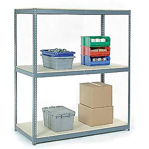 Global Industrial Wide Span Rack 96Wx48Dx60H, 3 Shelves Wood Deck 1100 Lb Cap. Per Level, Gray