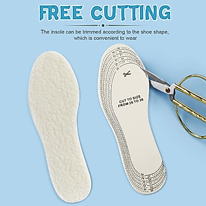 2 Pair Winter Shoe Insoles for Kids Wool Fleece Insoles Sheep Wool Shoe Insert Fluffy Wool Flat Brioche for Sneakers and Boots, Warm and Soft, Beige