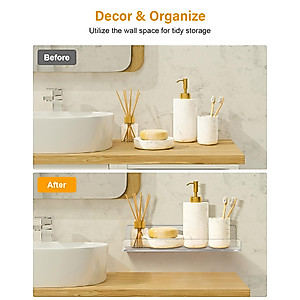 LUSCREAL 4 Pack Floating Shelves for Wall Storage, 15" Bathroom Wall Shelves, Acrylic Shelves for Room Wall Decor, Bedroom, Kitchen, Living Room, Clear