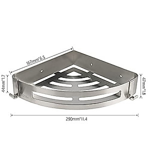 NearMoon Bathroom Corner Shelf Shower Caddy 2 Pack, No Drill, 304 Stainless Steel, with Two Hooks (Brushed Nickel)
