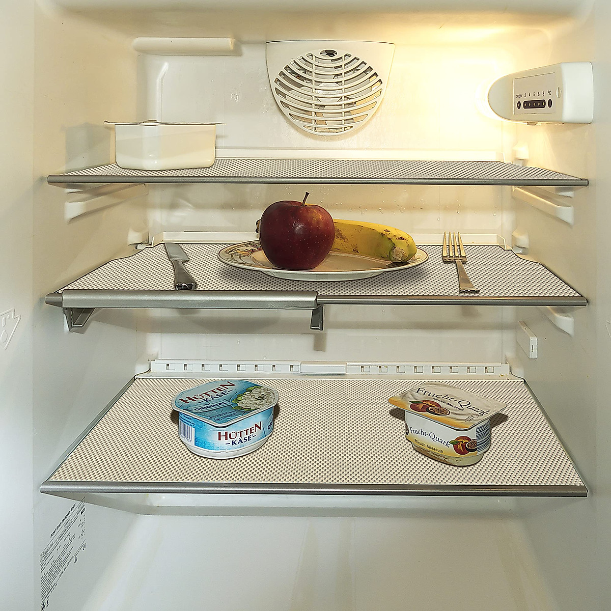 RAY STAR 12X48 Inch Shelf Liner for Kitchen Cabinets, Non-Adhesive Cabinet Liner Washable, PVC Drawer Liner for Dresser Non-Slip Bathroom Beige