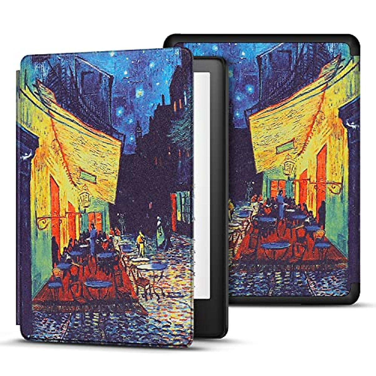 TNP Case for 6" All-New Kindle (2022 Release) 11th Generation Slim Cafe at Night Cover, Lightweight and Smart Protective Flip Case with Auto Sleep and Wake for 6-Inch Amazon Kindle E-Book Reader