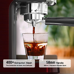 DRAGONBALL Espresso Machine, 20 Bar Coffee Machine with Milk Frother, Professional Espresso Maker with 40oz Removable Water Tank, Espresso Machines for Home, RED