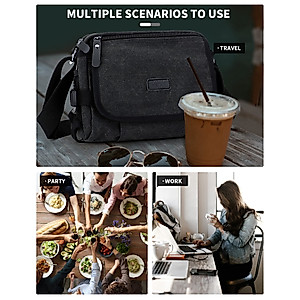 Canvas Satchel Bag men,Classic small Messenger Bag for Men,Crossbody Bag Aesthetic small,Unisex Classic Canvas Shoulder Bag for women, Bookbag for Work,black.