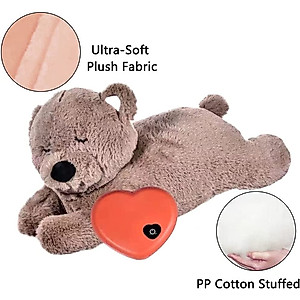 HonourHope Dog Heartbeat Toy for Anxiety Relief, Dog Soft Plush Toy Pet Calming Puppy Behavioral Training Aid Toy Pet Companion Pillow for Puppy Dog Cat Kitty Pets - Bear