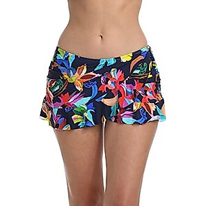 La Blanca Women's Skirted Ruffle Hipster Bikini Swimsuit Bottom, Indigo//by The Sea, 12
