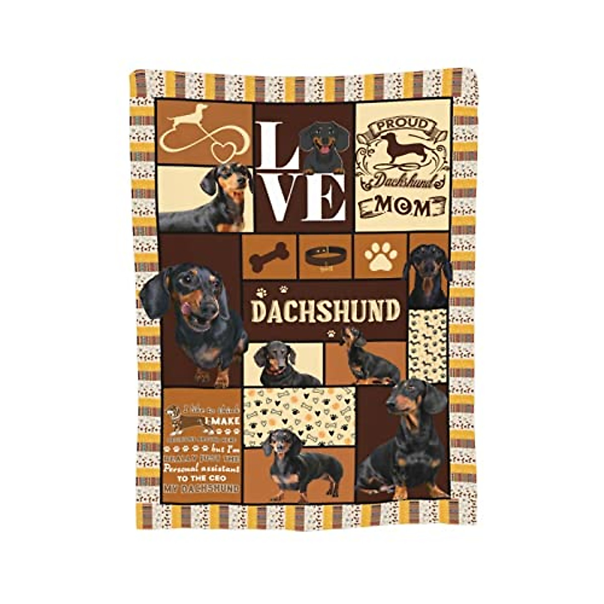 Dachshund Throw Blanket Dachshund Dog Print Blanket Gifts for Kids Adults Super Soft Cozy Warm Plush Fleece Flannel Blanket for Couch Bed Sofa Chair Living Room Dorm Decor 40''X50''