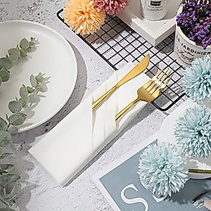 Cindeer Paper Linen Dinner Napkin Disposable Air Laid Napkin Pre Folded Guest Hand Towel with Built in Flatware Pocket for Silverware Wedding(150 Pcs)