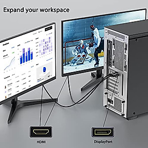 UVOOI DisplayPort to HDMI Cable 4K 10-Feet, Display Port (DP) to HDMI Male to Male Adapter Cable for All DP Modes - Gold-Plated