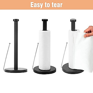Paper Towel Holder, Countertop Stainless Steel Paper Towels Tabletop Standing with Steel Arm for Kitchen Dinning Room - Black
