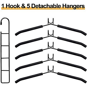 Hangers Space Saving, 5 in 1 Non-Slip Metal Magic Clothes Hanger Wide Shoulder Multifunctional Adult Clothes Rack for Household Space Saver, Coat Suit Jacket Sweater Skirt Shirt Pants (5 in 1)