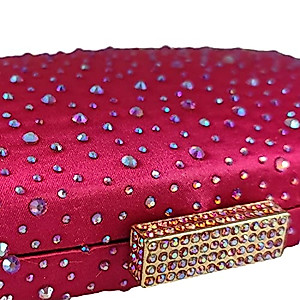 Boutique De FGG Fuchsia Women's Evening Handbags Wedding Party Crystal Clutch Purses Bridal Rhinestone Bags