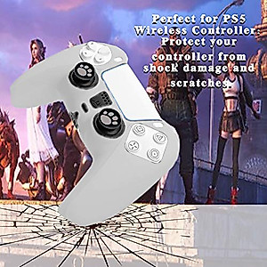 Paesteffe Silicone Case Cover Skin for Sony PS5 DualSense Controller with Thumb Grips (Black)