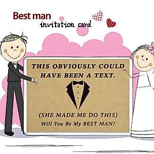 Teling 8 Pieces Groomsmen Proposal Cards 7 Pieces Will You Be My Groomsman Funny Cards and 1 Piece Will You Be My Best Man Card with Envelopes for Wedding Supplies, 5 x 7 Inch (Khaki Background)