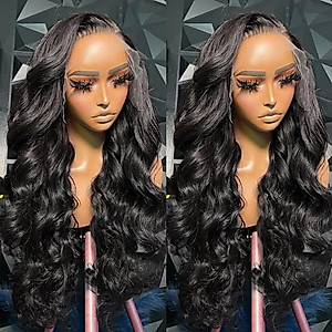 EpyIsm Body Wave Lace Front Wigs Human Hair 180% Density 13x4 HD Lace Frontal Wigs for Women Human Hair Lace Front Wigs 9A Glueless Wigs Human Hair Pre Plucked with Baby Hair Natural Color 24 Inch
