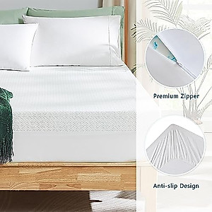 Timimi Memory Foam Mattress Topper Cal King - 4 Inch Cooling Gel Pad California with Removable & Washable Cover(21'' Deep Pocket) Bed for Back Pain (CertiPUR-US Certified), White