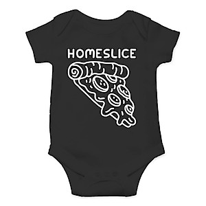AW Fashions Homeslice - Humorous Hipster Language - Pizza And Food Lovers - Cute One-Piece Infant Baby Bodysuit (12 Months, Black)