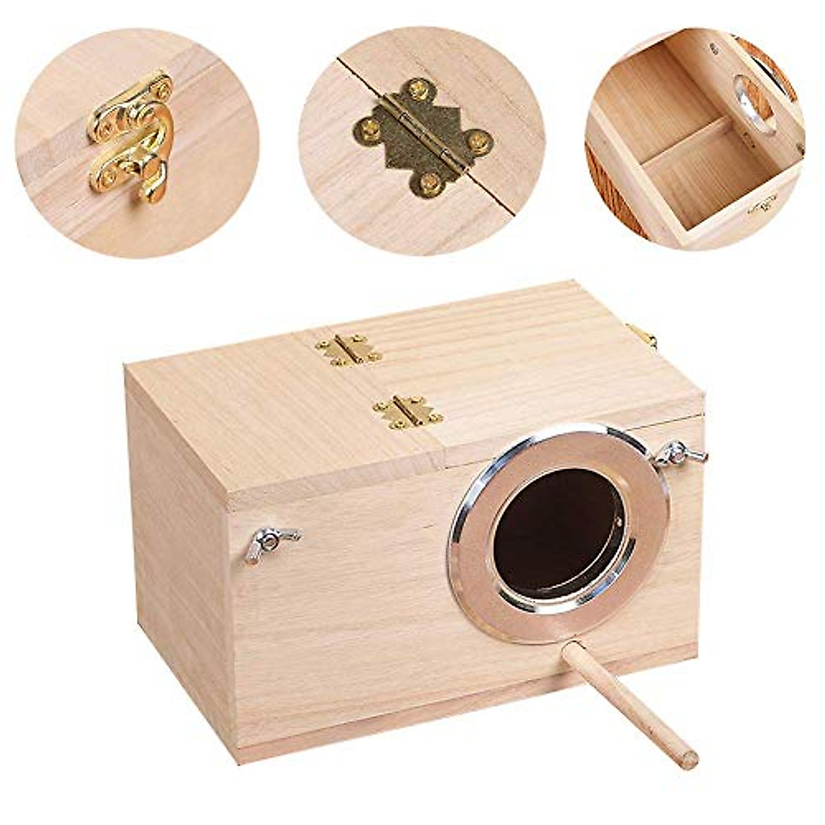 YJJKJ Pet Wood Parakeet Budgie Cockatiel Breeding Nesting Bird Avery Cage Box (S)