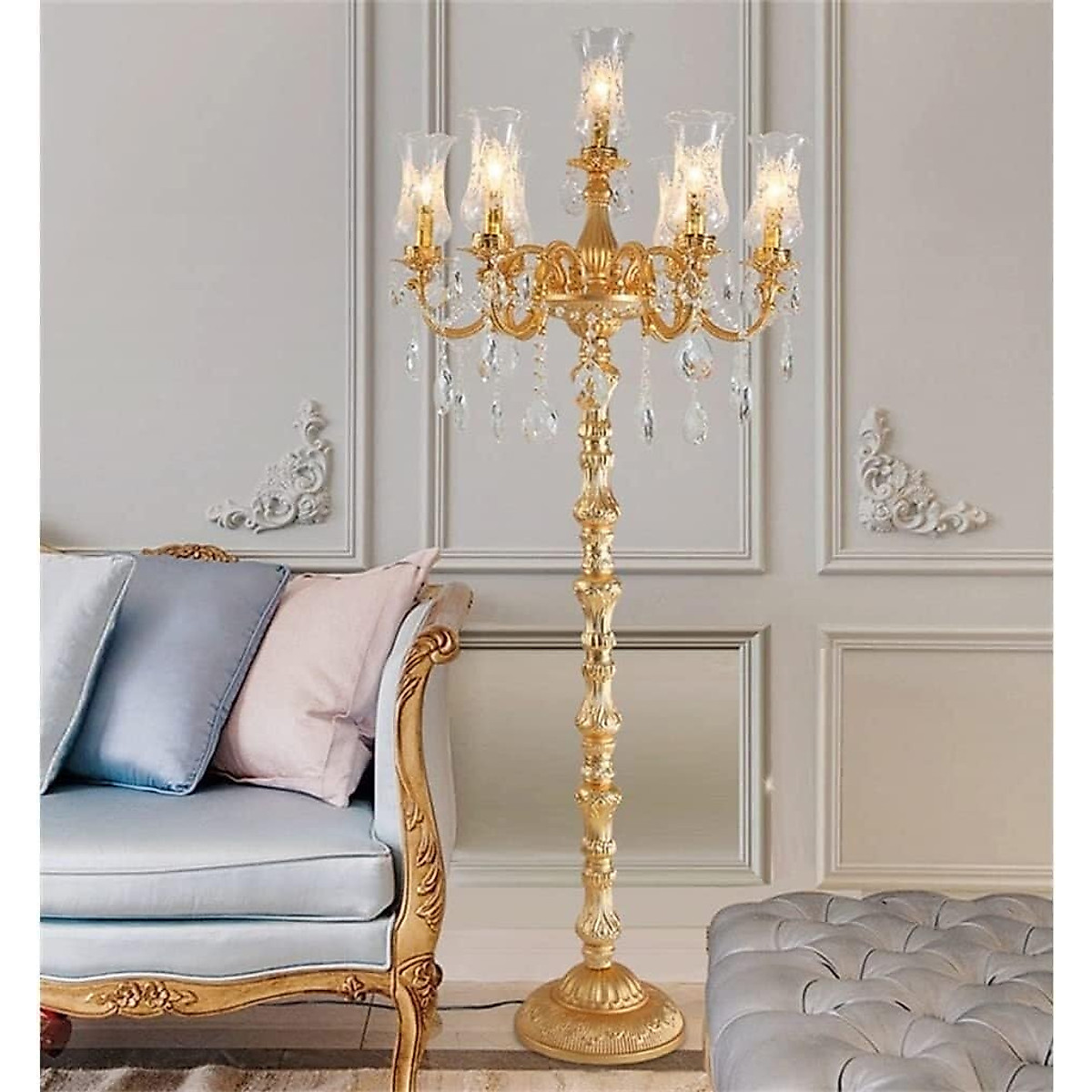 AQUETI Floor Light Standing Lamp Floor Lamp Glass Lampshade Standing Floor Light for Living Room Floor Lamp Lustre Floor Lamp Standing Light