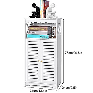 NOKAMW Bathroom Storage Cabinets,White Floor Cabinet,Home Waterproof Storage Furniture for Bedroom Kitchen Hallway,Cupboard Unit with Daily use Layer,75x24x34cm.