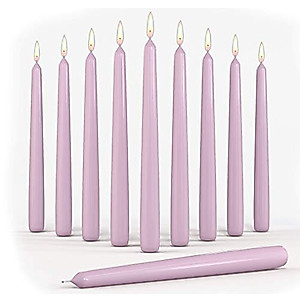 Set of 10 Dinner Taper Candles 10 Inch Unscented Tall Dripless Candlesticks Bulk for Wedding Restaurant Home Decoration Spa Church Smokeless Vegan - Pink