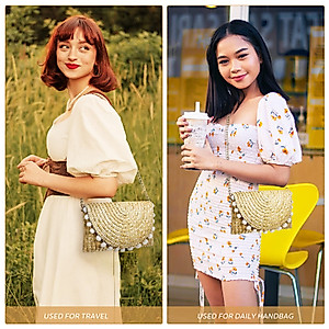 SHERCHPRY Carteras De Mujer Straw Bag Woven Clutch Purse with 3 Pairs Rattan Earring for Women Small Purse