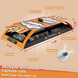 2024 Upgrade 24 Pack Roach Killer Indoor Infestation, Cockroach Killer Indoor Home, Roach Traps Indoor Sticky, Roach Bait Cockroach Trap for Roach Ants Spiders