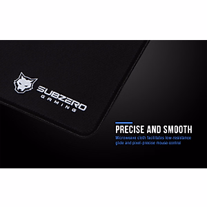 SubZERO Gaming TYKA Soft Gaming Mouse Pad, Large, Stitched Edges, 18"x16" (Black)