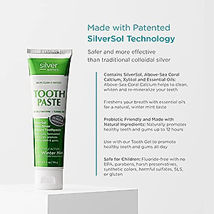 American Biotech Labs - Silver Biotics - Tooth Paste - SilverSol Nano-Silver Infused Toothpaste - Naturally Whitening, Helps Clean and Protect - Triple Action Winter Mint - 4.0 oz.