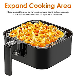 Jahy2Tech 3 PCS 8 Inch Air Fryer Rack Square Stainless Steel Multi-Layer Compatible with Instant Vortex Air Fryer,Philips,COSORI Air Fryer Fit all 4.2QT-5.8QT Air fryer