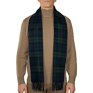 Oxfords Cashmere 100% Lambswool Plaid Tartan Scarf, Black Watch