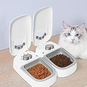 Madaotor Automatic Cat Feeders,Digital 2 Meals Auto Wet Food Pet Feeder for Dog & Cat,Dry or Semi-Moist Pet Food Dispenser with Timer,48 Hour Timed,Tamper Resistant Design