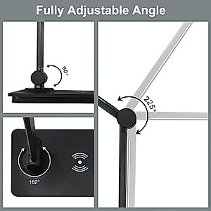 Jubangtong LED Desk Lamp with Wireless Charger，Phone Charging Lamp, Soft Reading Lamp, Fully Dimmable & Touch Console Table Lamp, Auto Timer,for Home Office & College Dorm Room