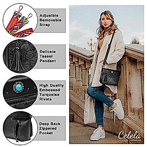 CELELA Black Women's Crossbody Handbags Ladies Shoulder Bag Small Hobo Purse Cross-body And Women Wallet