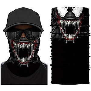 4PCS 3D Venom Face Scarf, Neck Gaiter, Headwear, Magic Scarf, Balaclava, Bandana, Headband for Women Men Teenager Fishing, Hunting, Yard Work, Motorcycling,Skiing,Hiking