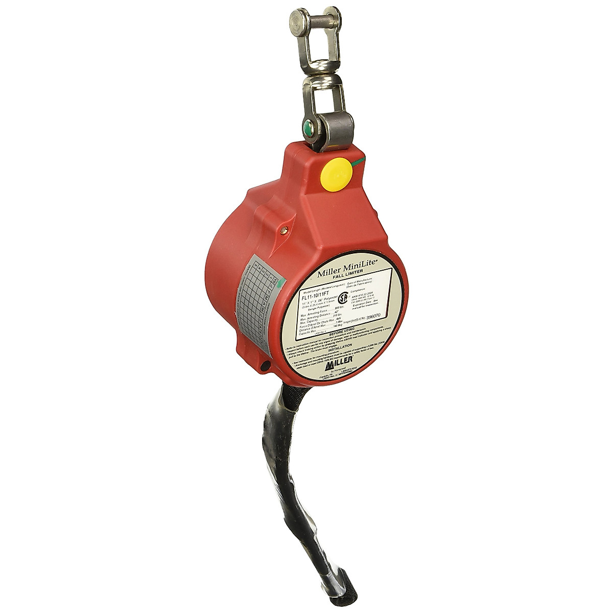 Honeywell Miller by Honeywell FL11-10/11FT MiniLite Fall Limiter with Swivel Shackle and Small Loop Lanyard End