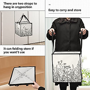 Blueangle Black and White Flowers Cube Storage Bin with Handles, 13 x 13 x 13 in, Large Collapsible Organizer Storage Basket for Home Décor（1137）