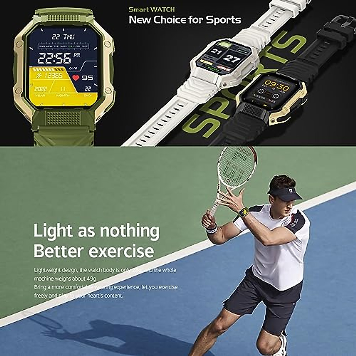 Loluka Military Smart Watch Make/Receive Calls Heart Rate Monitor 1.83" HD Screen Smartwatch Compatible with iPhone Android Phones Pedometer Sports Watches for Men Women