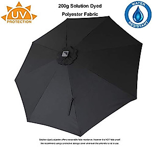 C-Hopetree 11 ft Outdoor Patio Market Table Umbrella with Solar LED Lights and Tilt, Black