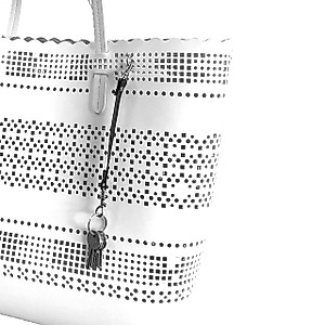 Alban Leather Strap for Wallet Clutch Wristlet Purse Keys Keychain - 2 Clip Strap - Black Silver