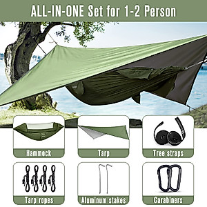 G4Free Large Camping Hammock with Mosquito Net and Rain Fly- 2 Person Portable Hammock with Bug Net and Tent Tarp, Hammock Tent for Outdoor Hiking Camping Backpacking Travel