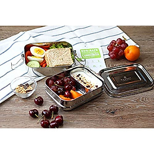 ecozoi Leak Proof Stainless Steel Lunch Box, 3-in-1 Eco Bento Box | Redesigned Silicone Seal + Bonus Lunch Pod | Sustainable Tiffin Eco Friendly Metal Bento Box Food Storage Containers
