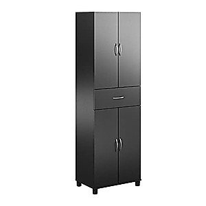 Pemberly Row Mid-Centruy Storage Cabinet with Drawer in Black