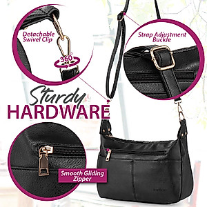 katloo Vegan Leather Handbags Messenger Bag Crossbody Purse for Women Hobo Bag Tote Purse Ladies Satchel with Shoulder Strap (Black)