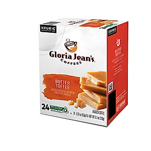 Gloria Jean's Coffees Butter Toffee, Single-Serve Keurig K-Cup Pods, Flavored Medium Roast Coffee, 96 Count, 24 Count (Pack of 4)