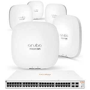 Aruba a Hewlett Packard Enterprise company Instant On 1930 48G Class4 PoE 4SFP/SFP+ 370W Switch + 5 Instant On AP22 (US) Access Points (JL686A+R4W01A)