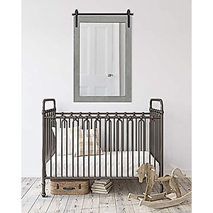 Kate and Laurel Cates Farmhouse Wall Mirror, 24 x 38, Gray, Barn Door-Inspired Rustic Mirrors for Wall