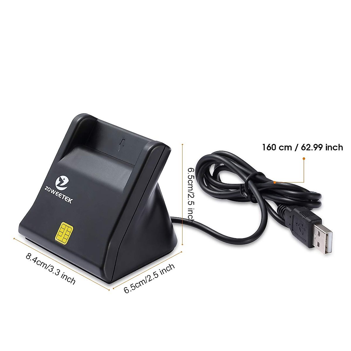 ZOWEETEK CAC Reader, CAC Card Reader Military, DOD Military USB Common Access CAC Smart Card Reader, Compatible with Windows, Mac OS and Linux
