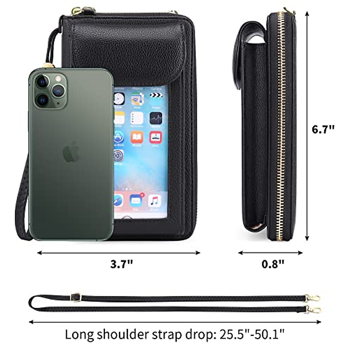 FALAN MULE Small Cell Phone Crossbody Bag Purse for Women, PU Leather Wallet Purse