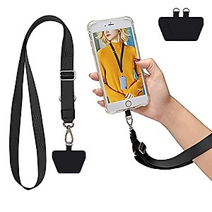 SS Phone Lanyard, Adjustable Cell Phone Strap for Around the Neck Lanyard-Black